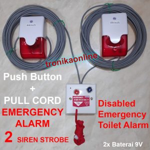 EMERGENCY PULL CORD ALARM 2 SIREN bathroom restroom toilet panic button ...
